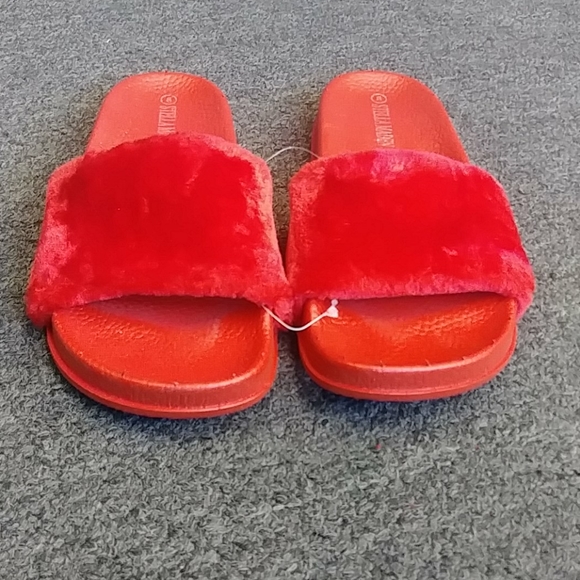 Shoes | Red Fur Rubber Sole Slip On | Poshmark